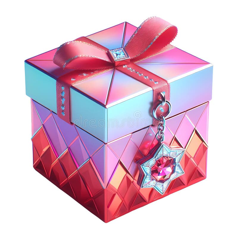 3d Render Gift Box with Pink Ribbon Present Package Isolated on White ...