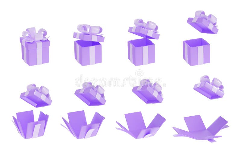 3d Render Gift Boxes Opening Animation, Present Stock Illustration ...