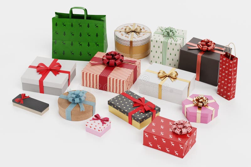 3D Render of Gifts Collection Stock Illustration - Illustration of ...