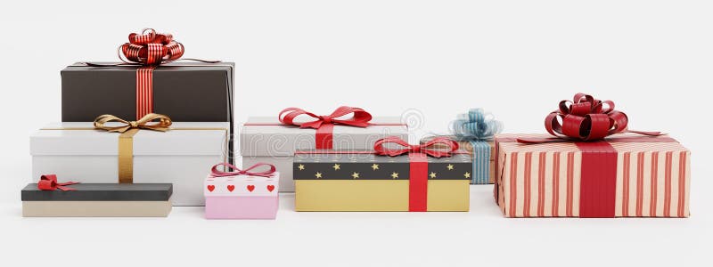 3D Render of Gifts Collection Stock Illustration - Illustration of ...