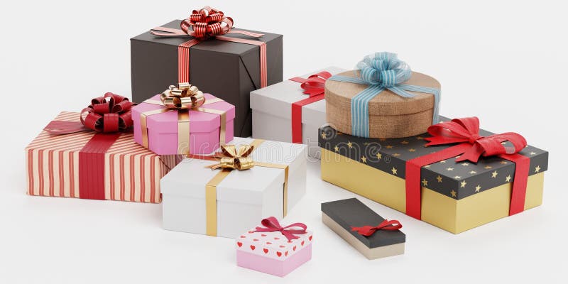 3D Render of Gifts Collection Stock Illustration - Illustration of ...