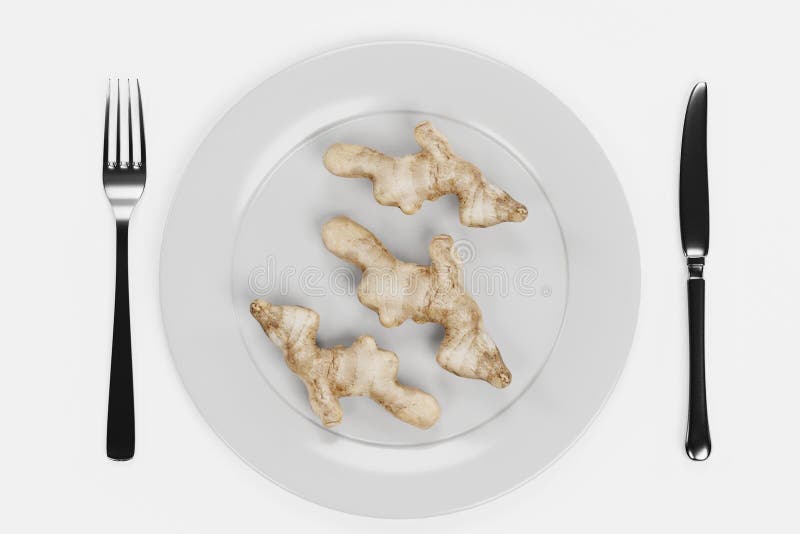 Ginger on Plate stock illustration. Illustration of food - 115372262