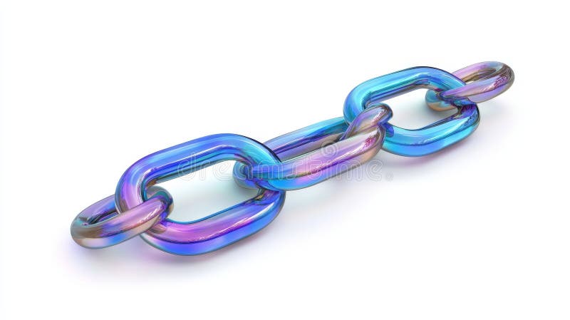 A 3D Render of a Glass Chain Featuring Iridescent Links, Bordered by ...