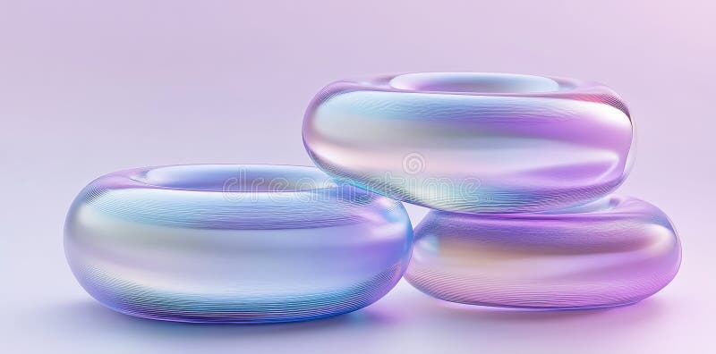 A 3D Render of a Glass or Crystal Ring Viewed from Various Angles. an ...