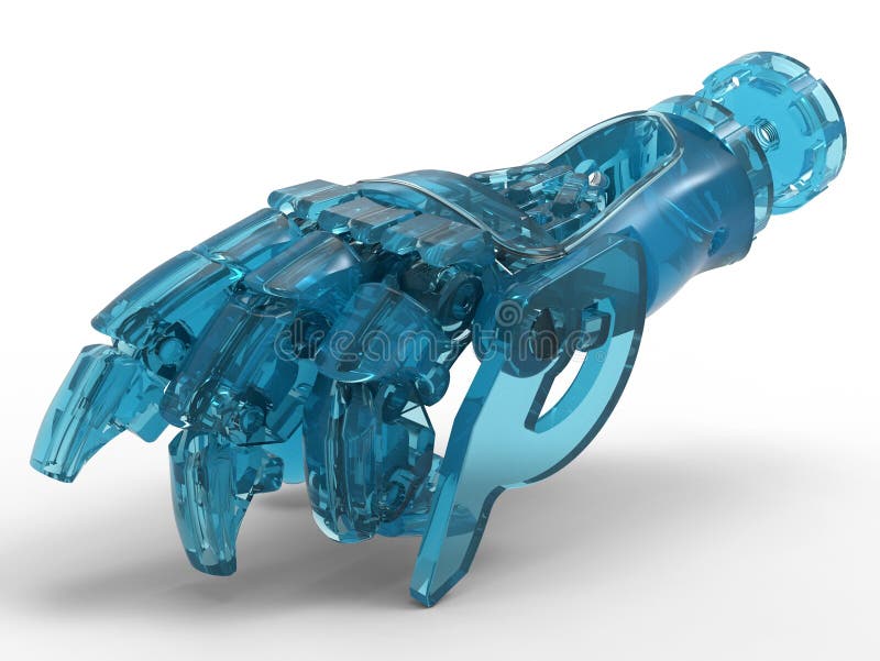3D Render - Glass Human Robotic Hand Stock Illustration - Illustration ...