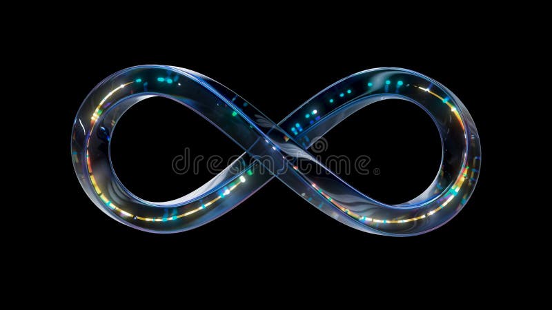 3d Render Glass Infinity Symbol with Neon in Loop Animation with Alpha ...