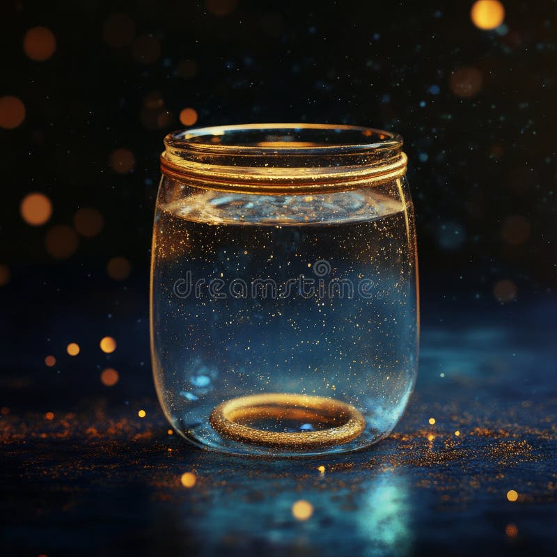 3d Render of Glass Jar with Water and Bokeh Background Stock ...