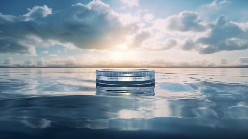 3d Render of a Glass Jar on a Water Surface at Sunset Stock ...