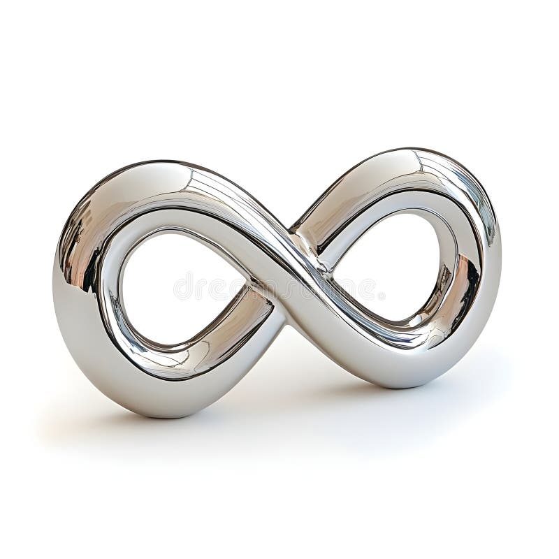 3D Render of a Gleaming Silver Infinity Symbol on White Background ...