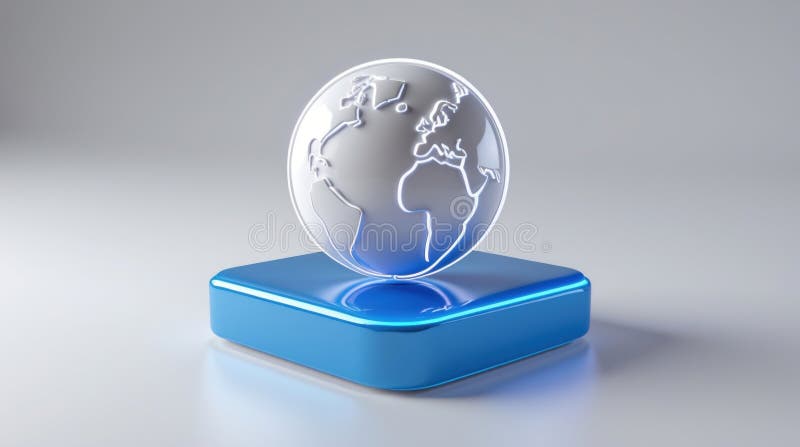 3D Render: Global Connectivity Icon on Blue Platform Stock Image ...