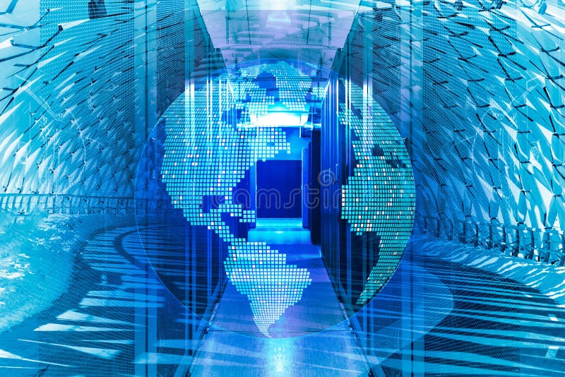 3d Render Global Data Communication Network Around Planet Earth Viewed ...