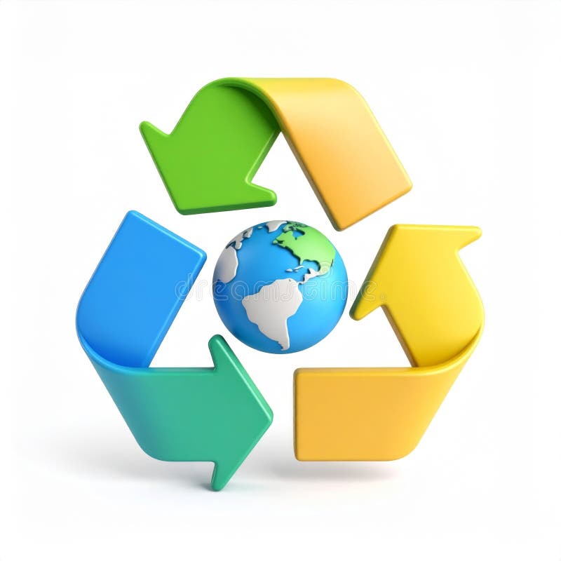 3D Render of Global Recycling Symbol with Colorful Arrows Stock ...