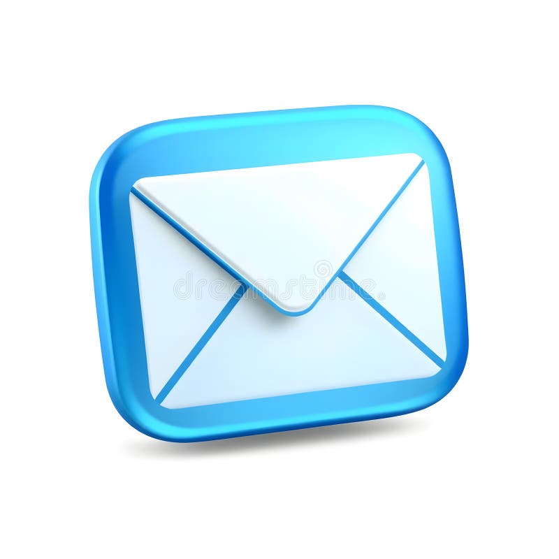 3D Render of a Glossy Blue Email Icon Digital Communication Message ...