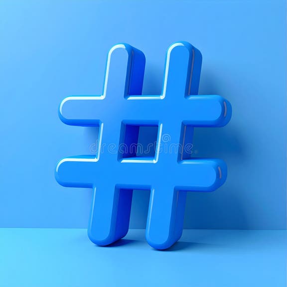 3D Render of a Glossy Blue Hashtag Symbol Stock Illustration ...
