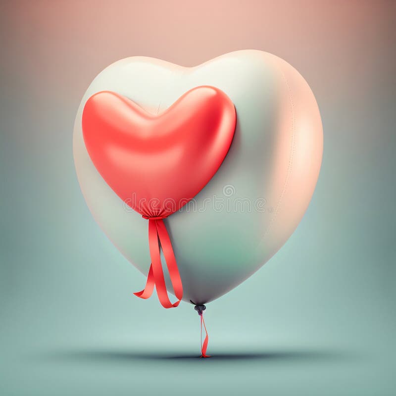 3D Render, Glossy Balloons in Heart Shape Stock Illustration ...