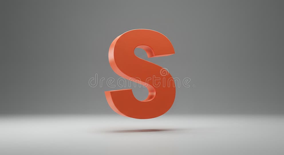 3D Render of Glossy S Letter with Shadow and Depth Stock Illustration ...