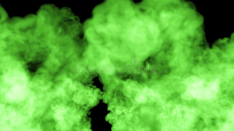 3d Render of Glow Green Ink Dissolves in Water on Black Background with ...