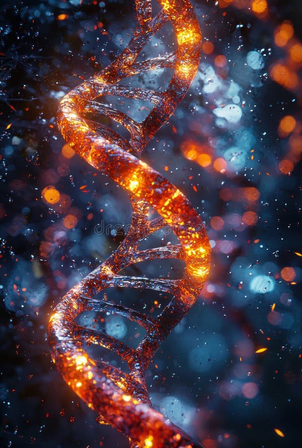 3D Render of a Glowing DNA Helix in a Mystical Forest Stock ...