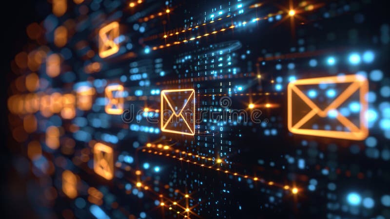 Digital Mail Network stock illustration. Illustration of technology ...