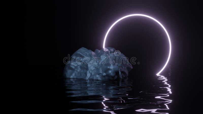 3d Render of Glowing Empty Circle Under Water Stock Illustration ...