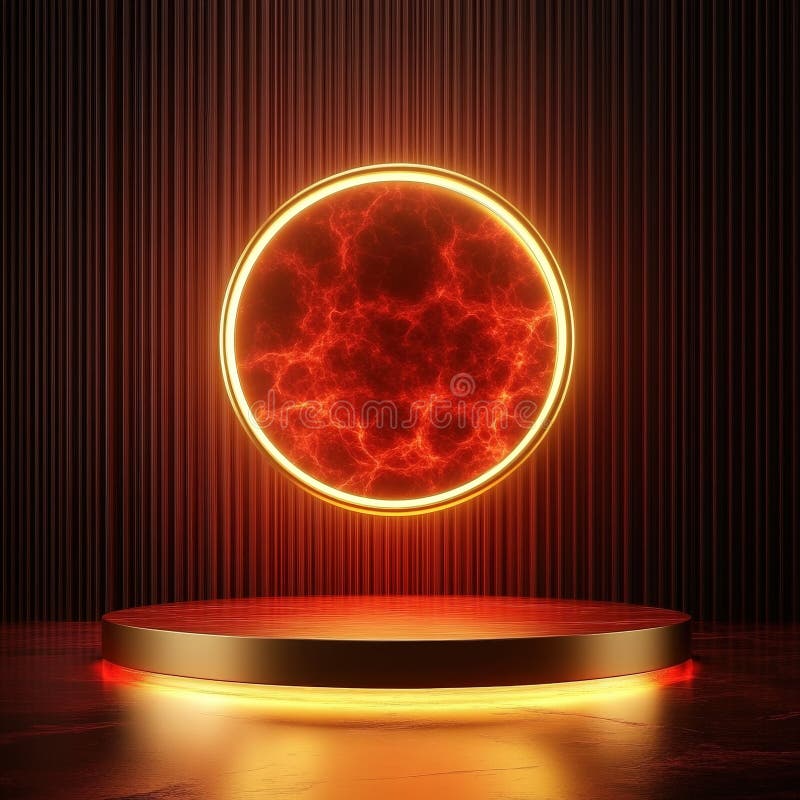 Glowing Lava Circle Above Illuminated Podium - Abstract Background ...