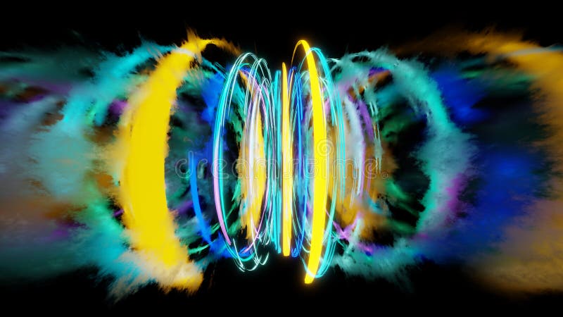 3d Render, Glowing Lines, Reflection, Abstract Background Stock ...