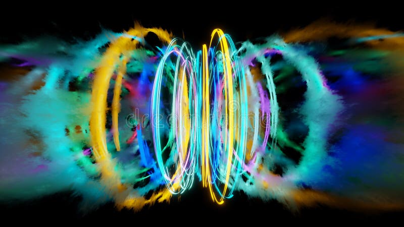 3d Render, Glowing Lines, Reflection, Abstract Background Stock ...