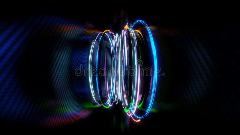 3d Render, Glowing Lines, Reflection, Abstract Background Stock ...