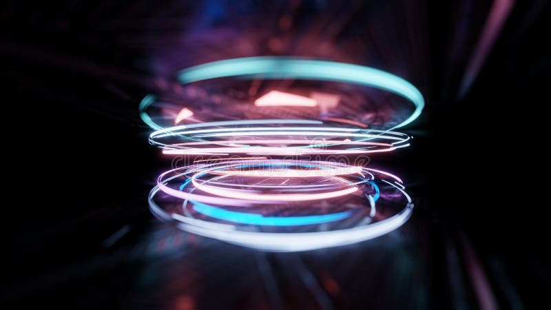 3d Render, Glowing Lines, Reflection, Abstract Background Stock ...