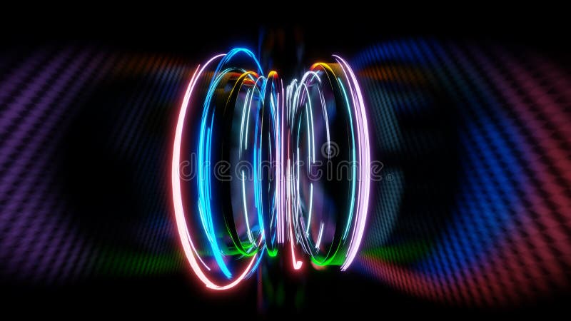 3d Render, Glowing Lines, Reflection, Abstract Background Stock ...