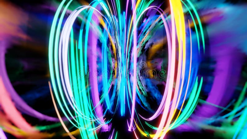 3d Render, Glowing Lines, Reflection, Abstract Background Stock ...