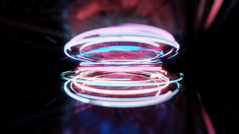 3d Render, Glowing Lines, Reflection, Abstract Background Stock ...