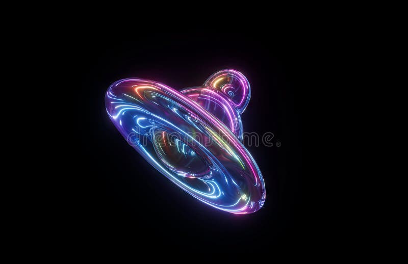 3d Render. Glowing Liquid Glass Element, Flexible Form, Morphing Fluid ...