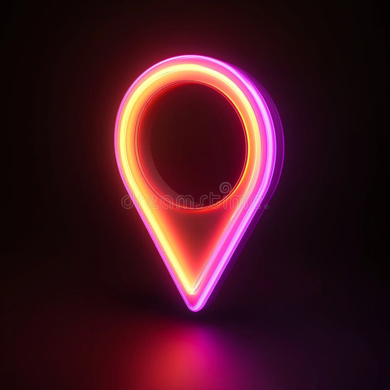3D Render of a Glowing Location Pin with Orange and Violet Gradient ...