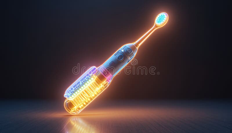 Glowing Neon Electric Toothbrush 3D Render: Futuristic Oral Care Device ...