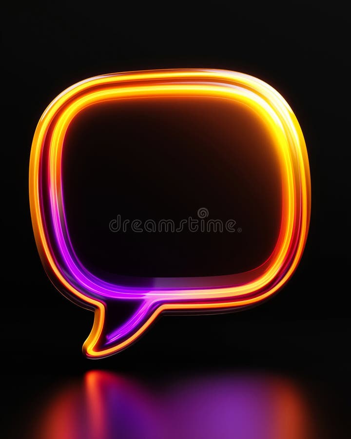 3D Render of a Glowing Speech Bubble with Vibrant Orange and Violet ...