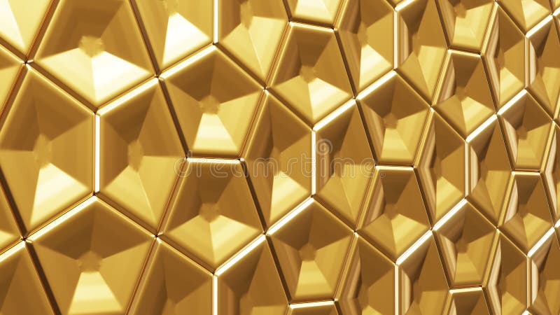 3d Render Gold Abstract Shape Stock Illustration - Illustration of ...