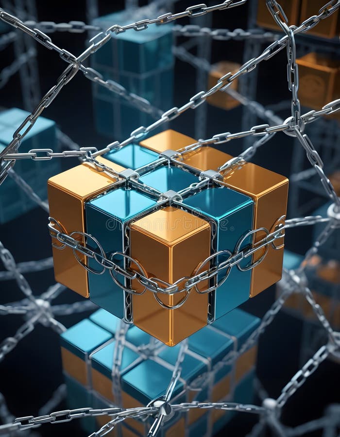 Encrypted Digital Cube AI Generative Stock Illustration - Illustration ...