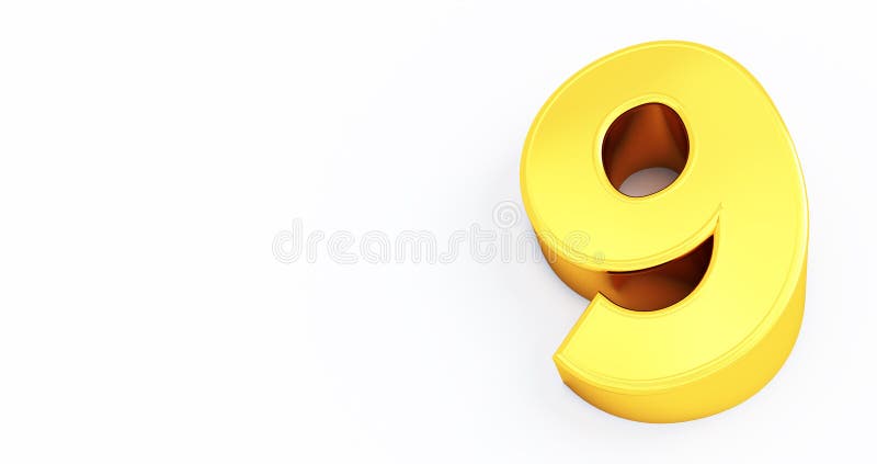 Gold Number 9 Nine Isolated White Background Stock Illustration ...