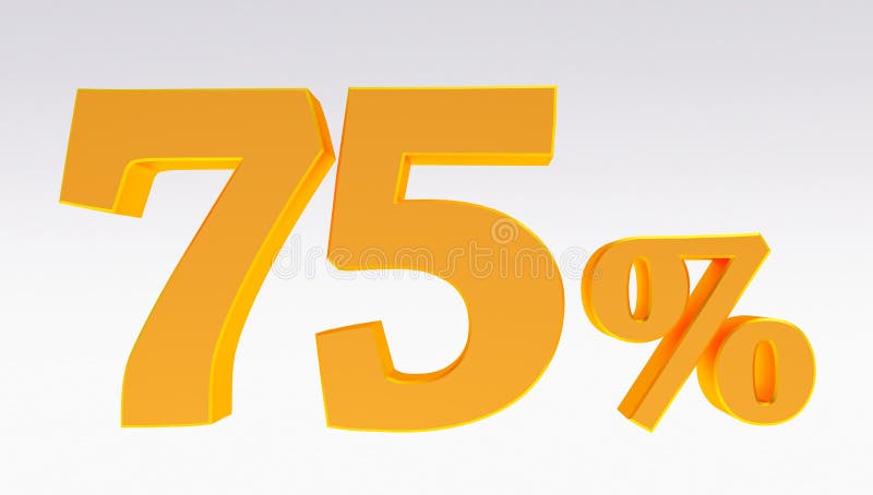 Gold 75 Percent Isolated on White Background, Golden Seventy Five ...