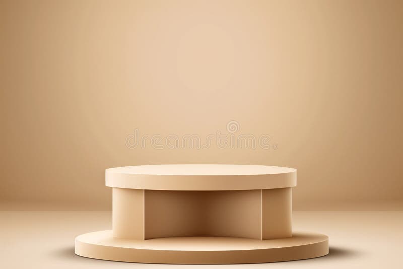 3D Render Tube Gold Podium for Single Showcase Product with Gold ...