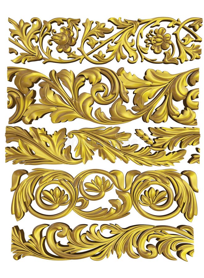 Seamless scrolls patterns stock vector. Illustration of gold - 14337175