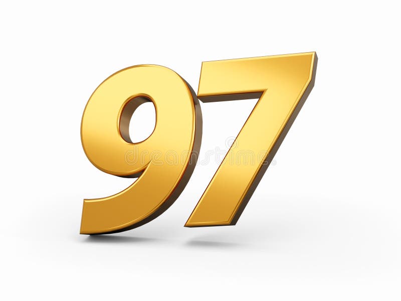 3D Render of Golden 97 Digits Isolated on a White Background Stock ...