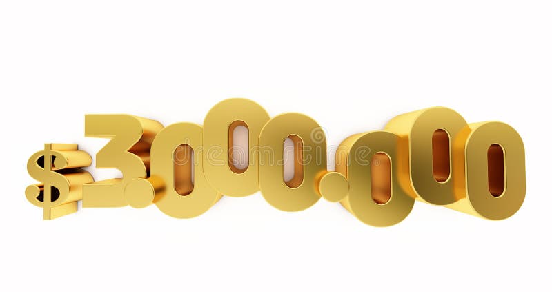 Golden $3000000 Dollar Isolated on White Background Stock Illustration ...
