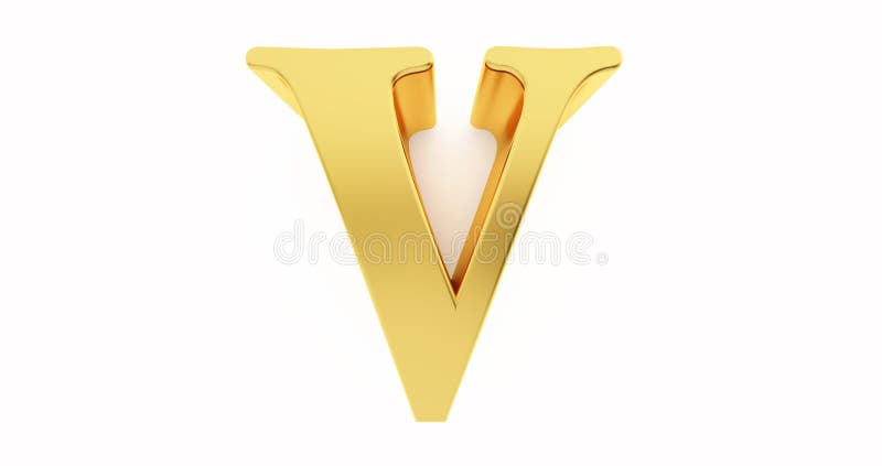 Golden Letter V Isolated on White Background Stock Illustration ...
