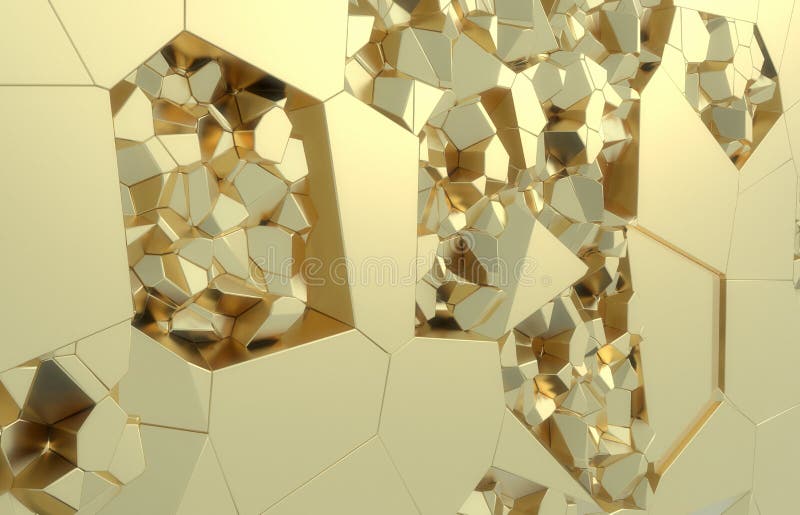 3d Render, Golden Modern Shattered Wall Texture, Random Clusters ...