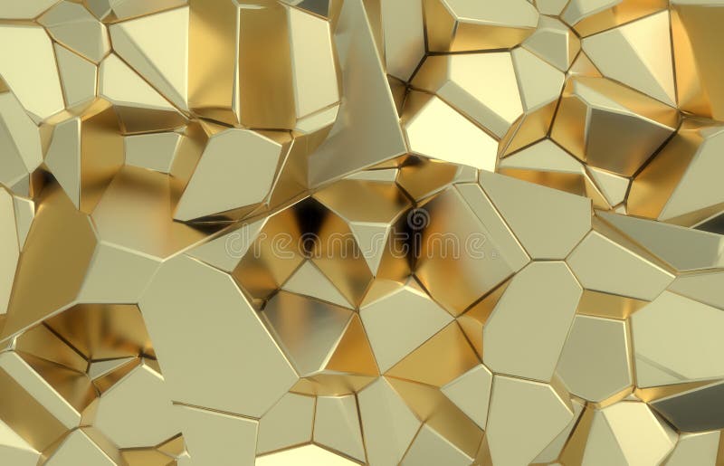 3d Render, Golden Modern Shattered Wall Texture, Random Clusters ...