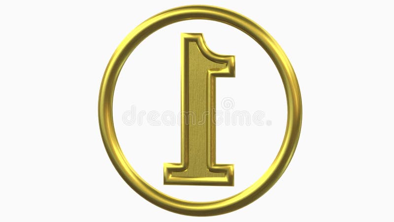 3d Render. Golden Number One Isolated on White Background Stock Video ...