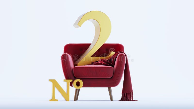 Golden Number Two on Top of Red Sofa, Number 2 Stock Illustration ...