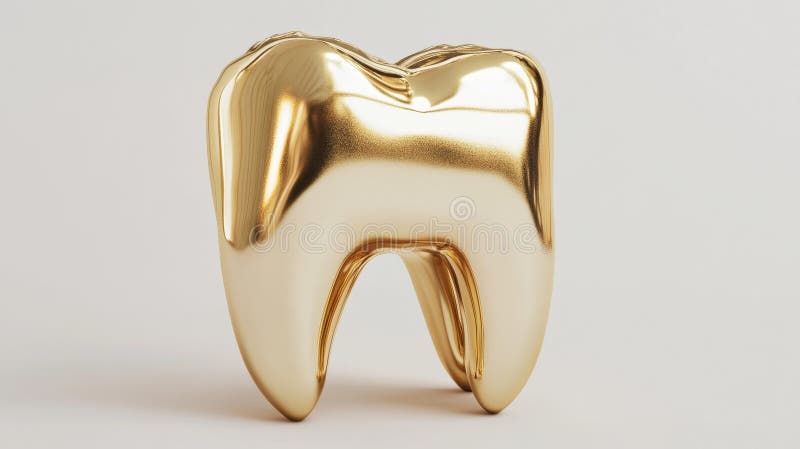 3D Render of a Golden Tooth on a White Background. Generative AI Stock ...